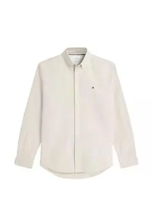 Tommy Hilfiger Logo-embroidered Button-down Shirt - Neutrals