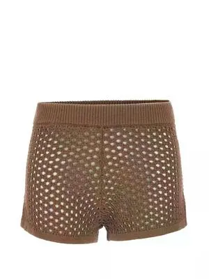 MC2 SAINT BARTH Almyra Crochet-knit Shorts - Brown