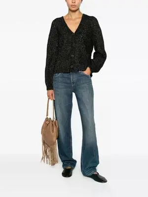 Momoni Metallic-effect V-neck Wool Cardigan