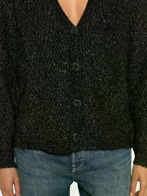 Momoni Metallic-effect V-neck Wool Cardigan