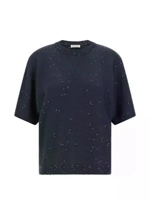 Brunello Cucinelli Sequin Embellished Short Sleeve Sweater