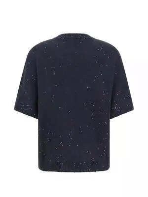 Brunello Cucinelli Sequin Embellished Short Sleeve Sweater