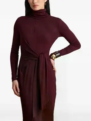 Ralph Lauren Rib Knit Tie-front Turtleneck Dress