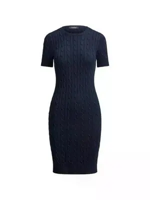 Ralph Lauren Navy Cable-knit Short-sleeve Mini Dress - Blue