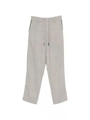 Iceberg Linen Drawstring Trousers With Side Stripe Detail - Grey