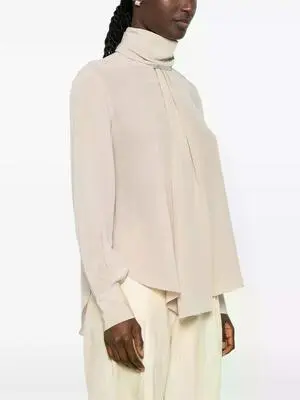 Brunello Cucinelli Monili-embellished High-neck Blouse