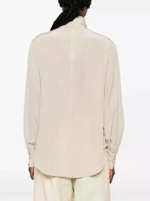 Brunello Cucinelli Monili-embellished High-neck Blouse