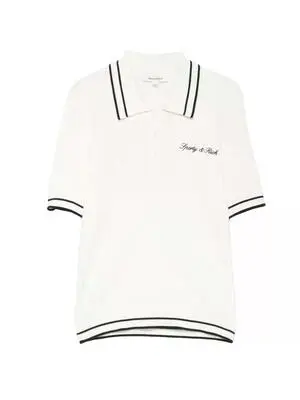 SPORTY & RICH Cable Knit Embroidered Polo Shirt