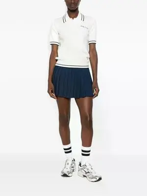 SPORTY & RICH Cable Knit Embroidered Polo Shirt