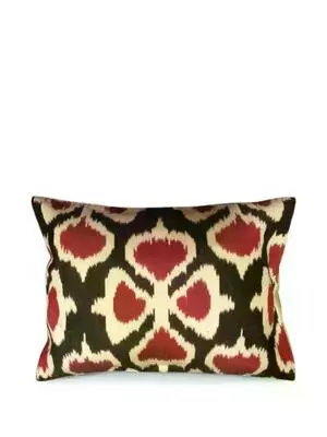 LES-OTTOMANS Ikat-print Cushion - Green