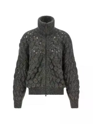 Brunello Cucinelli Dazzling Waves Sequin-embellished Cardigan - Grey