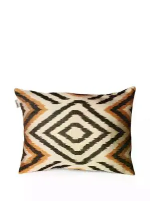 LES-OTTOMANS Ikat-pattern Cushion - Neutrals