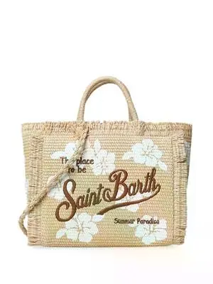 MC2 SAINT BARTH Floral Embroidered Fringed Tote Bag