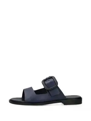 FRAU Leather Flat Sandals With Buckle Detail - Blue