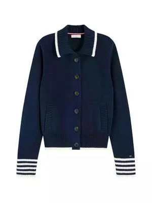 Tommy Hilfiger Logo Embroidered Button-up Cardigan - Blue