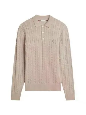 Tommy Hilfiger Cable-knit Polo Sweater - Neutrals