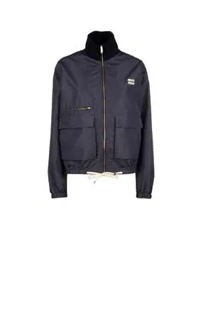 Miu Miu Zip-up Jacket With Pockets And Drawstring Hem