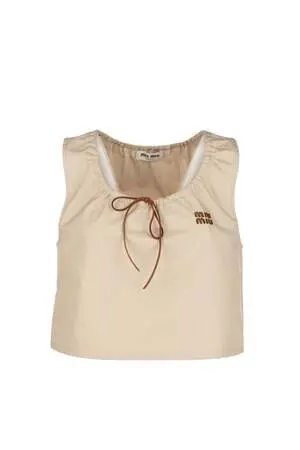 Miu Miu Sleeveless Top With Tie Detail - Multicolor