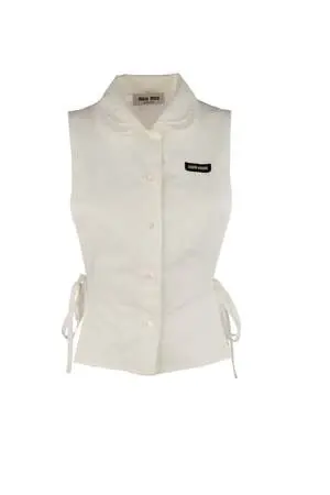Miu Miu Sleeveless Shirt With Tie Detail - Multicolor
