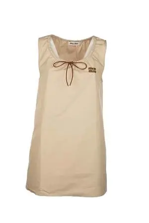 Miu Miu Sleeveless Dress With Tie Neck - Multicolor