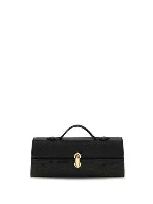 Savette Rafia Slim Symmetry Pochette - Black