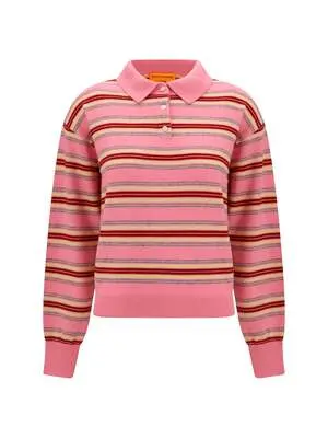 Guest In Residence Striped Polo Sweater - Pink