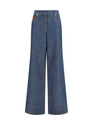 Fendi Wide-leg Chambray Jeans - Blue