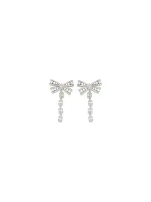 SELF-PORTRAIT Crystal Bow Drop Earrings - Silver