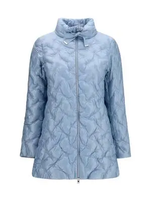 Herno Quilted Midi Down Jacket With Drawstring Collar - Blue