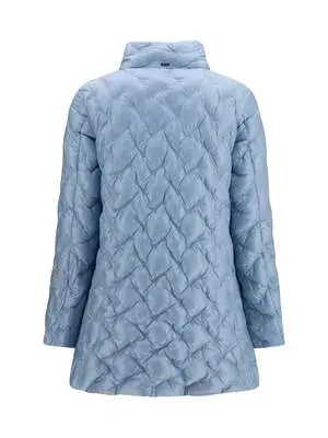 Herno Quilted Midi Down Jacket With Drawstring Collar - Blue