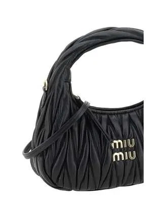 Miu Miu Matelassé Hobo Handbag - Black