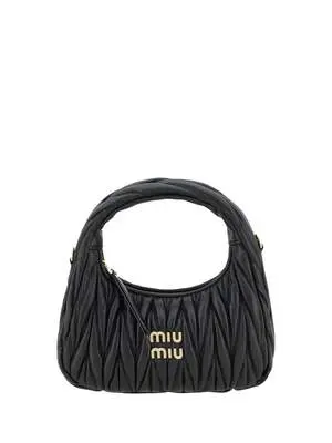 Miu Miu Matelassé Hobo Handbag - Black