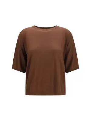 Brunello Cucinelli Short-sleeve Cashmere And Silk Sweater - Brown