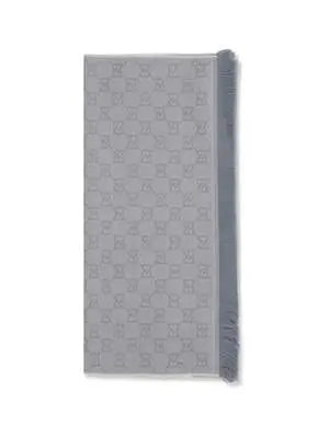 Gucci Gg Supreme Embroidered Wool Scarf - Gray
