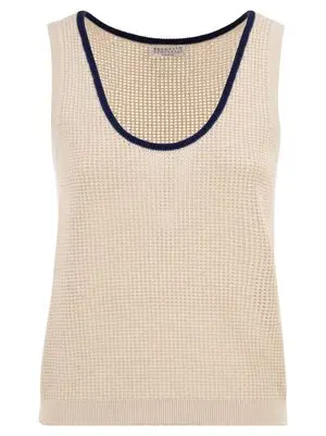 Brunello Cucinelli Cotton Mesh Knit Top