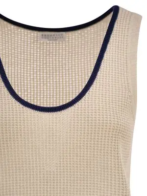 Brunello Cucinelli Cotton Mesh Knit Top