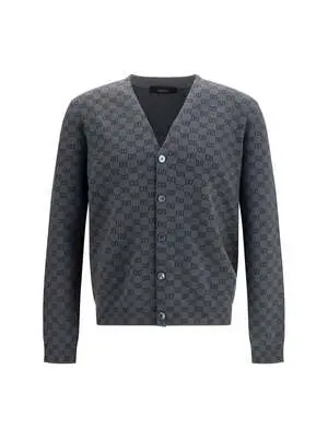 Gucci Silk And Wool Gg Print Cardigan - Gray