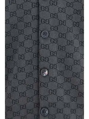 Gucci Silk And Wool Gg Print Cardigan - Gray