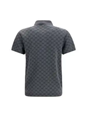 Gucci Gg Jacquard Wool And Silk Polo Shirt - Gray