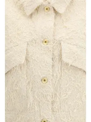 Brunello Cucinelli Fuzzy Dyed Denim Monili Embellished Cropped Jacket - Multicolor