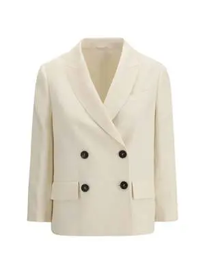 Brunello Cucinelli Fluid Viscose And Linen Twill Jacket With Monile Embroidery - Multicolor