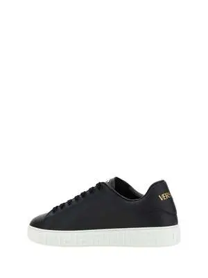 Versace Leather Lace-up Sneakers With Greca Pattern Sole