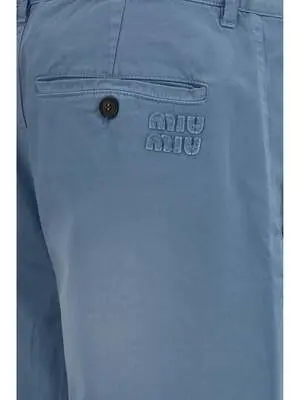 Miu Miu Garment-dyed Wide-leg Trousers - Blue
