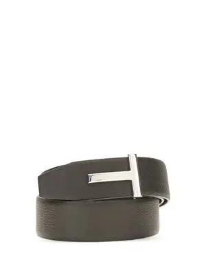 TOM FORD Reversible Leather Belt With Monogram Buckle - Brown