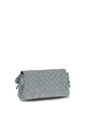 Bottega Veneta Suede Intrecciato Notturno Clutch - Blue