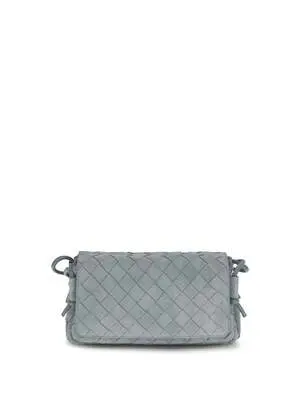 Bottega Veneta Bottega Veneta Suede Intrecciato Notturno Clutch Blue