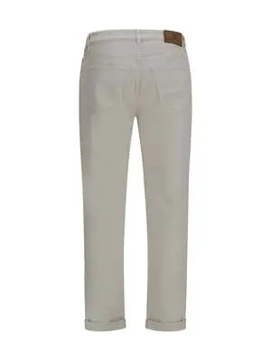 Brunello Cucinelli Cotton Jeans With Turn-up Hem - White