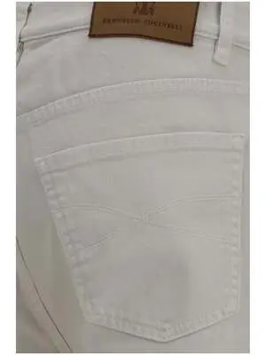 Brunello Cucinelli Cotton Jeans With Turn-up Hem - White