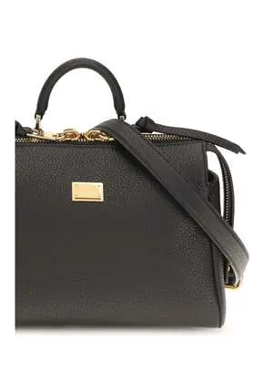 Dolce & Gabbana Leather Handbag With Top Handle And Shoulder Strap - Black