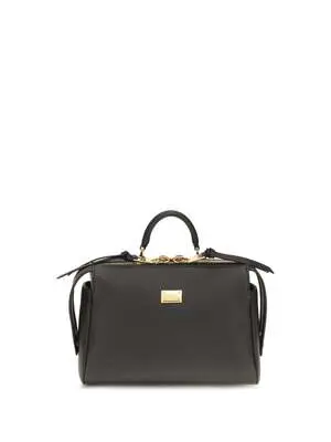 Dolce & Gabbana Leather Handbag With Top Handle And Shoulder Strap - Black